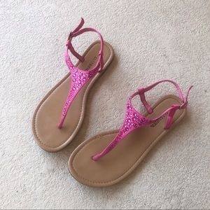 Shoes | Size 85 Pink Floral Print Sandals | Poshmark